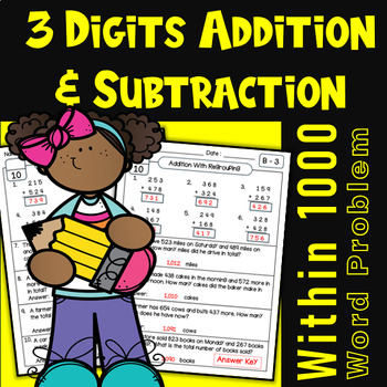 3 Digit Addition & Subtraction With/Without Regrouping Word Problems ...