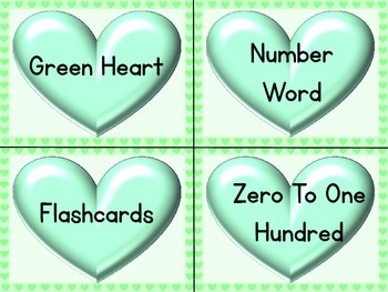 Green Heart Number Word Flashcards Zero To One Hundred | TeachShare