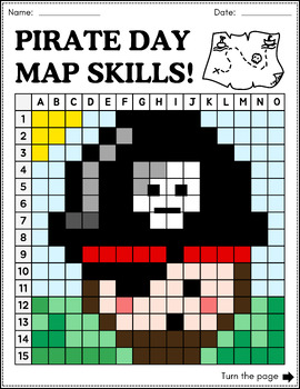Talk like a Pirate Day Coloring pages September Pixel Art Map Skills ...