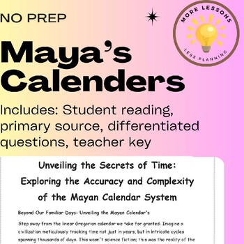 Calendar System of Maya: Mayan Reading Comprehension Worksheet | TeachShare