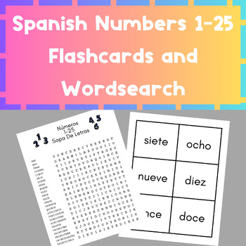 Spanish Numbers 1-25 Flashcards and Word Search - Sopa de Letras ...
