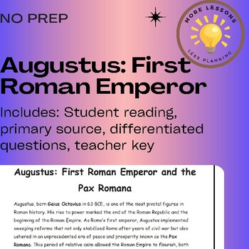 Augustus First Roman Emperor Ancient Rome Reading Comprehension ...