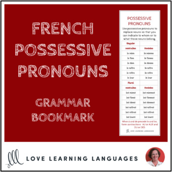 French Possessive Pronouns - Grammar Bookmark | TeachShare