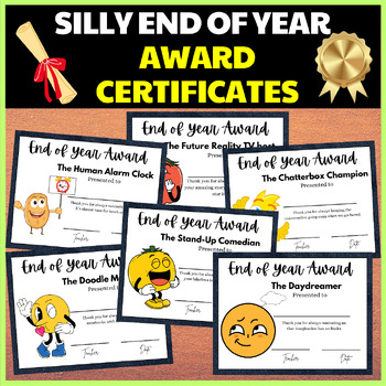 Goofy Silly End of Year Awards Certificates for grade 1, 2, 3 Editable ...