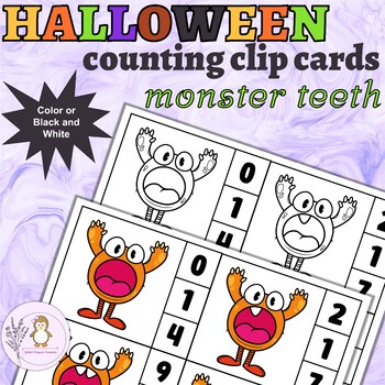 Halloween Counting Monster Teeth Clip Cards to Learn Numbers Counting 1 ...