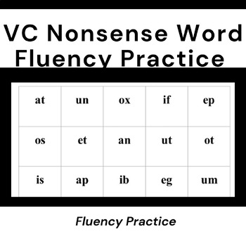 VC Words Nonsense Word Fluency Practice VC Blending Kindergarten First ...