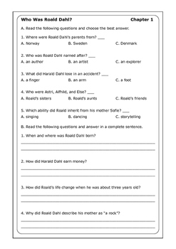 True Kelley "Who Was Roald Dahl?" worksheets | TeachShare