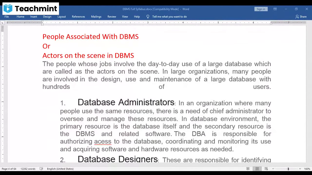 Part 2 Actors Behind The Scene Dbms Class Recording Teachmint 6651
