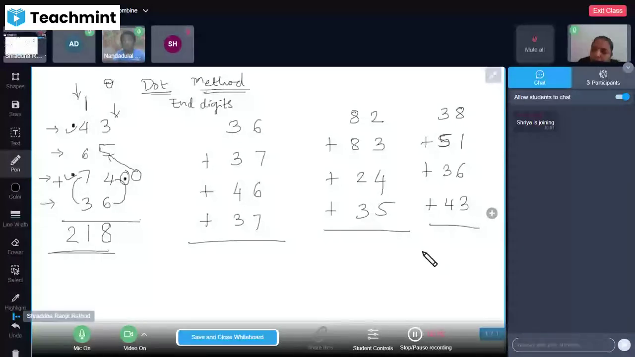 Lecture 2021-07-18 Dot addition - Vedic Maths - Class Recording - Teachmint