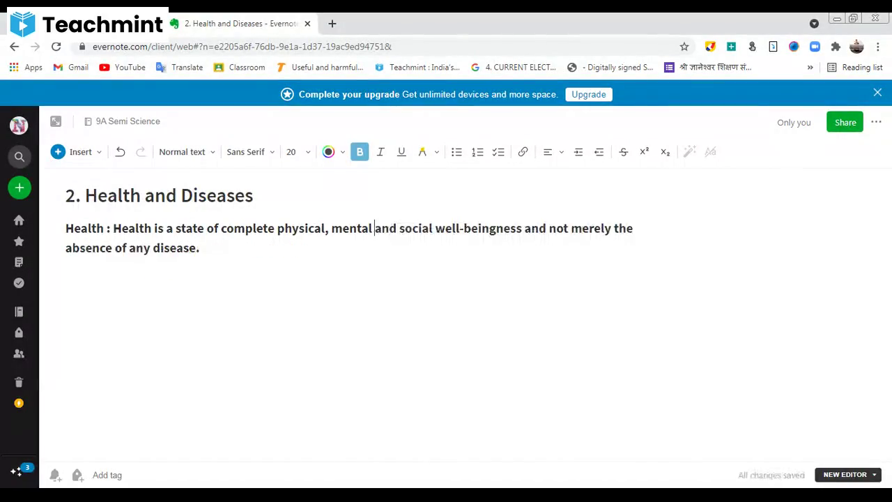 Health and Diseases - Science (SEMI) - Class Recording - Teachmint