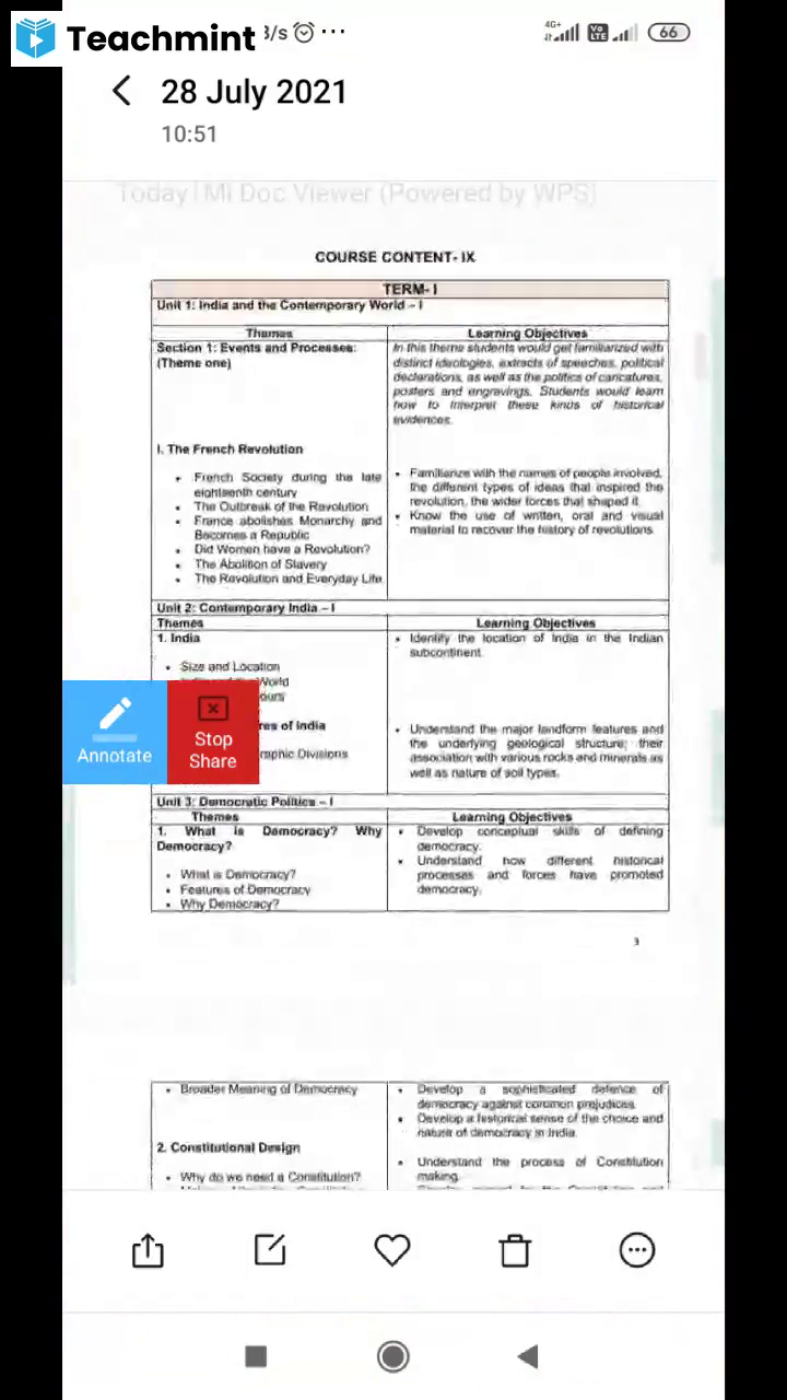 first term syllabus - Social Science - Class Recording - Teachmint
