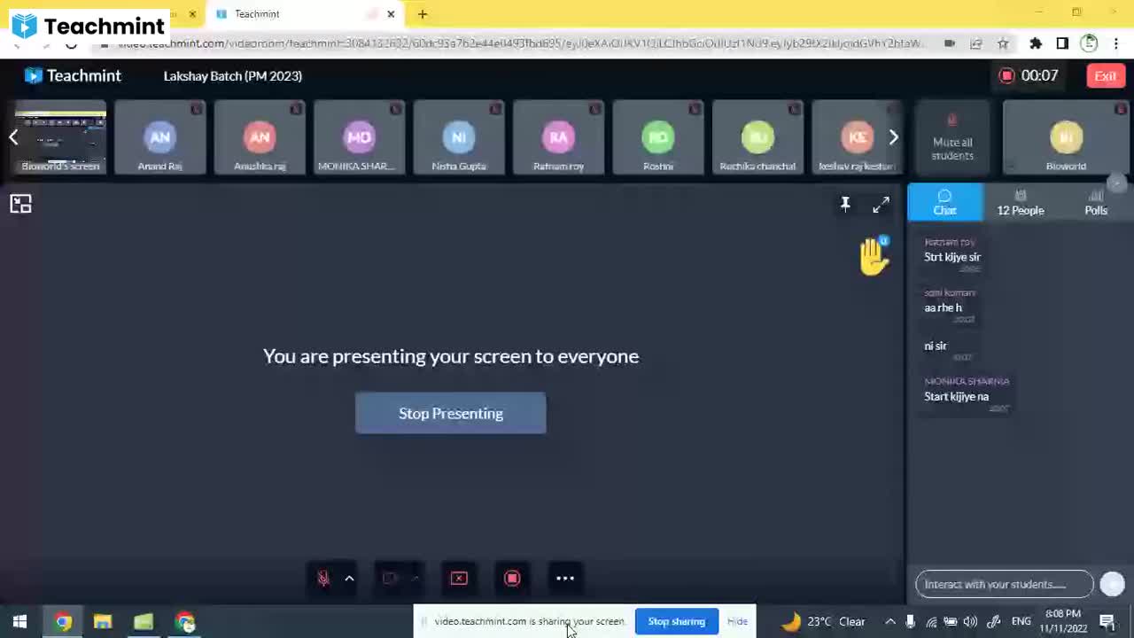 Lecture 2022-11-11 - Physics - Class Recording - Teachmint
