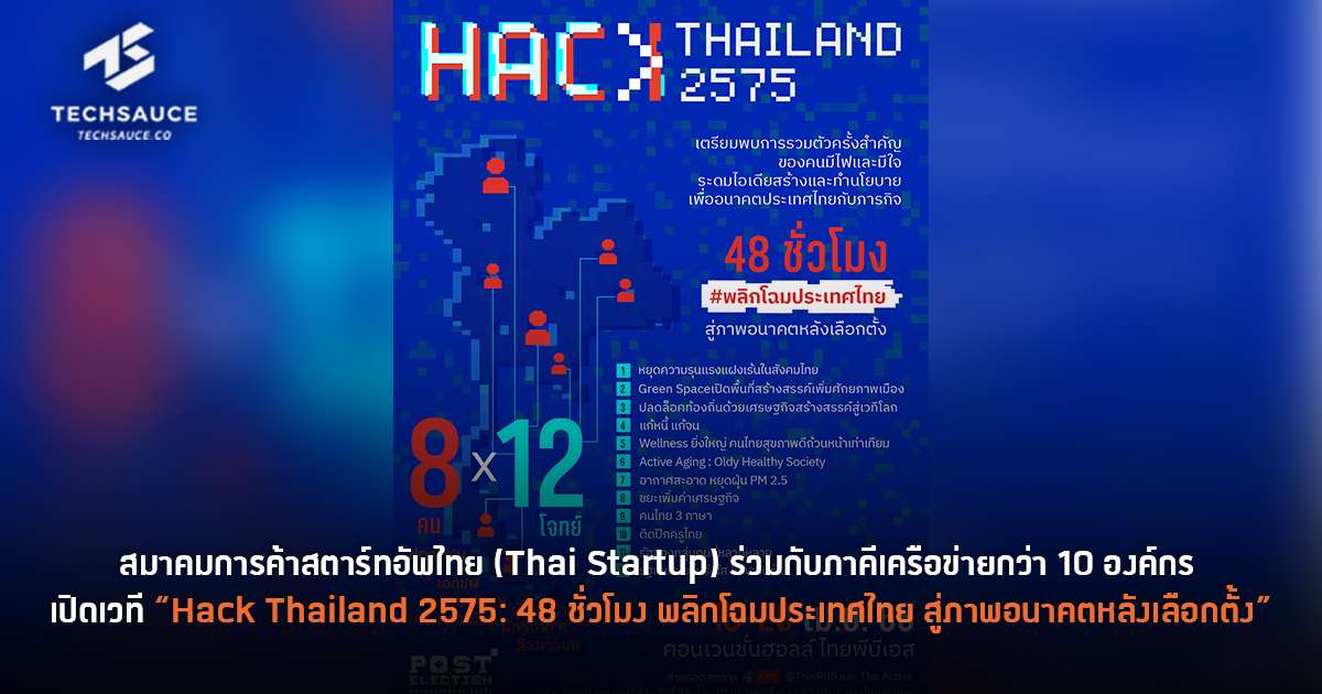 Thai Startup จับมือภาคีเครือข่าย 10 องค์กร จัด Hack Thailand 2575 “48 ชั่วโมง พลิกโฉมประเทศไทย ...