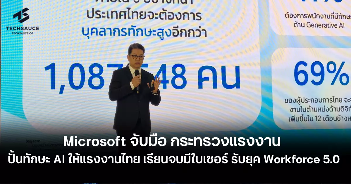 Microsoft จับมือ กระทรวงแรงงาน ปั้นทักษะ AI ให้กับแรงงานไทย 150,000 คน รับยุค Workforce 5.0 ...