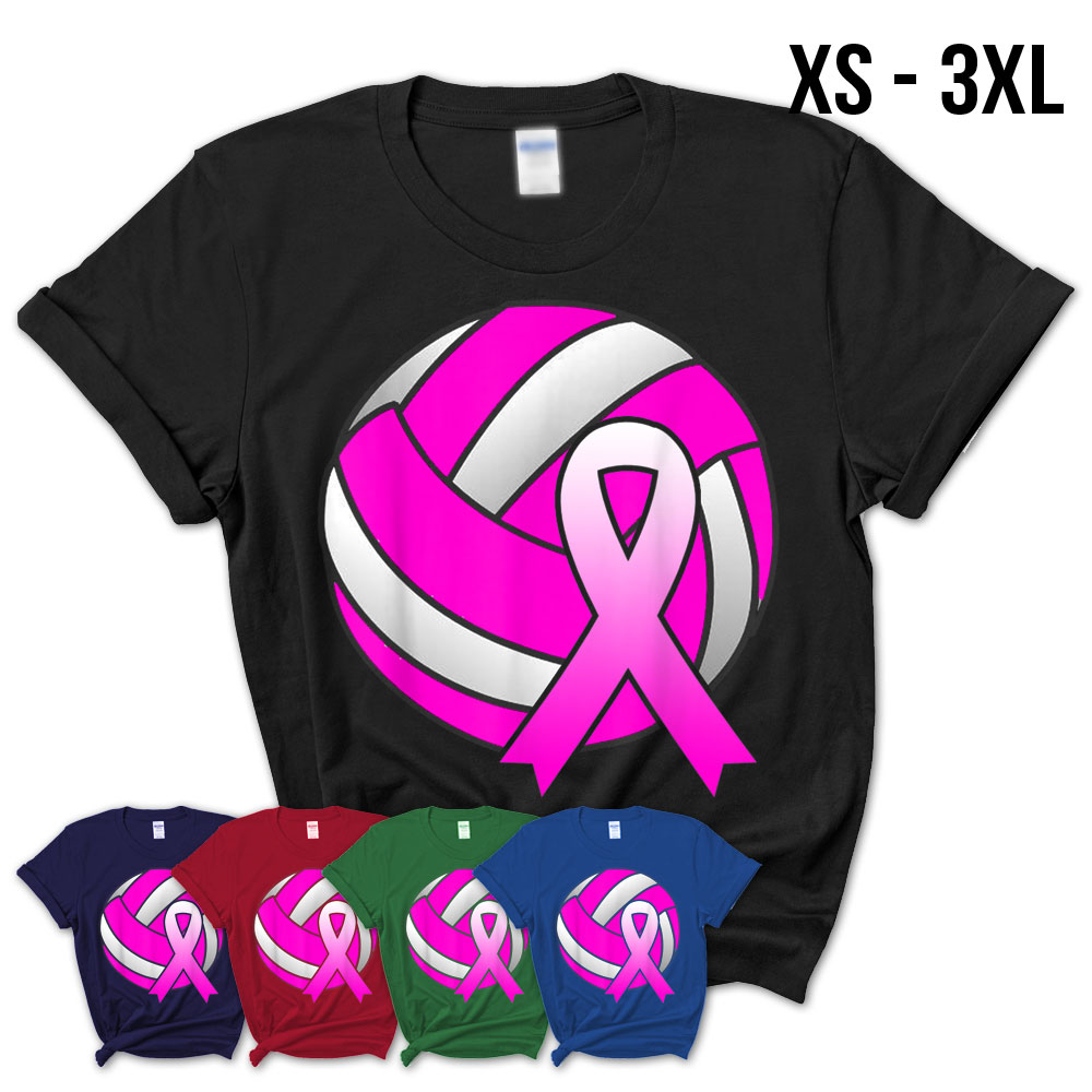 Volleyball Pink Ribbon Breast Cancer Awareness Shirt T Shirt Teezou Store