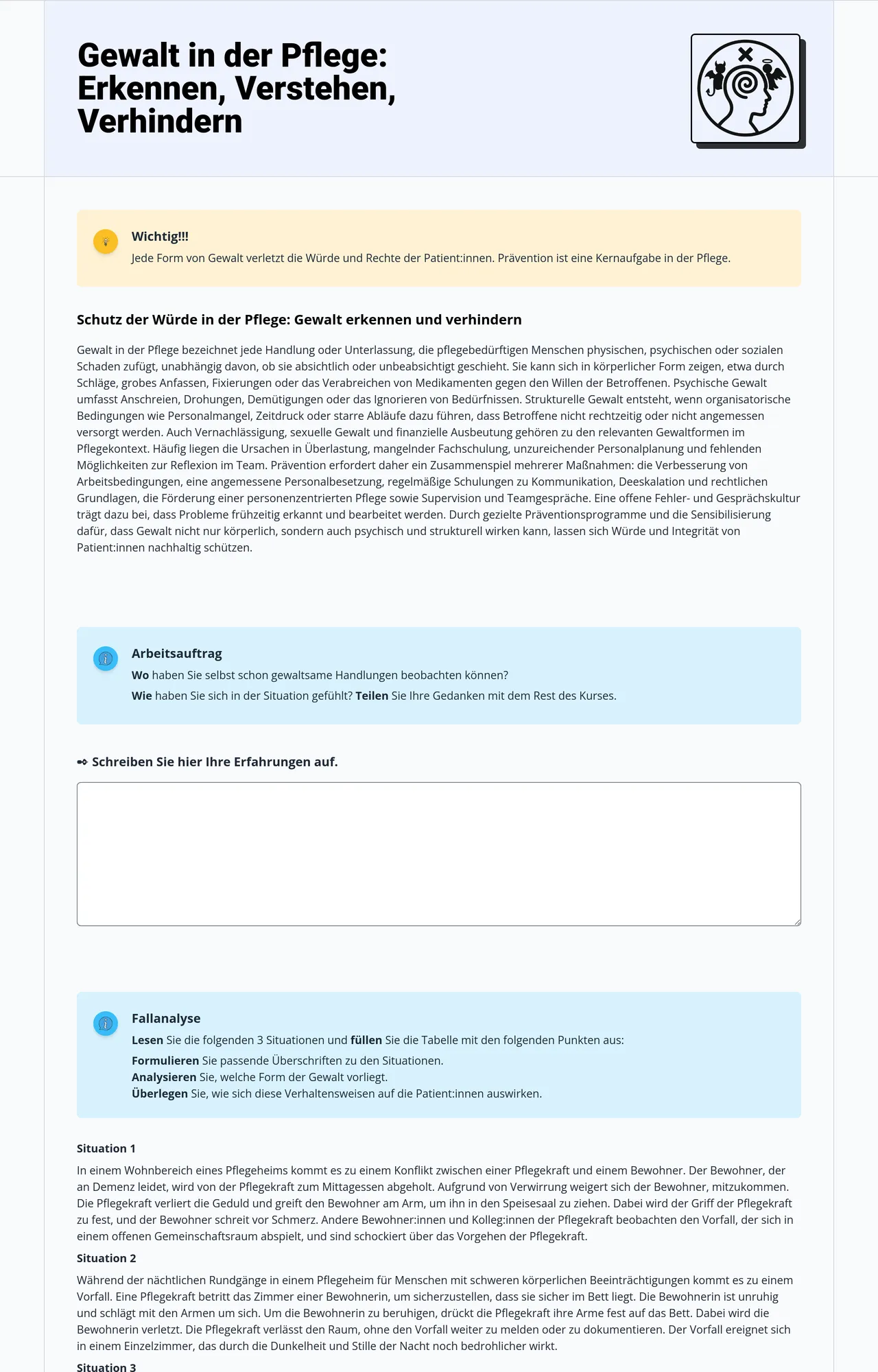 Gewalt in der Pflege: Erkennen, Verstehen, Verhindern