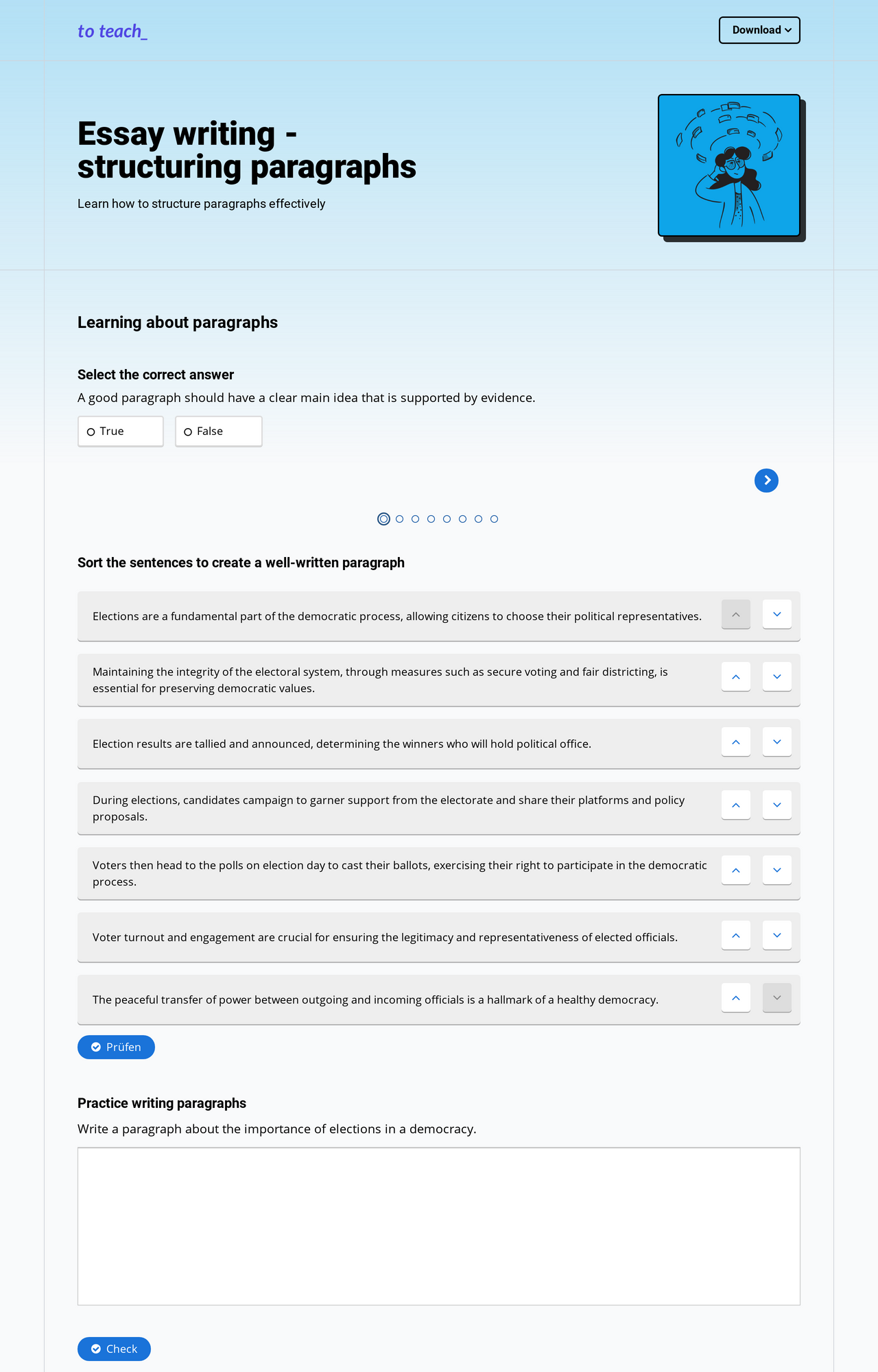 Essay writing - structuring paragraphs