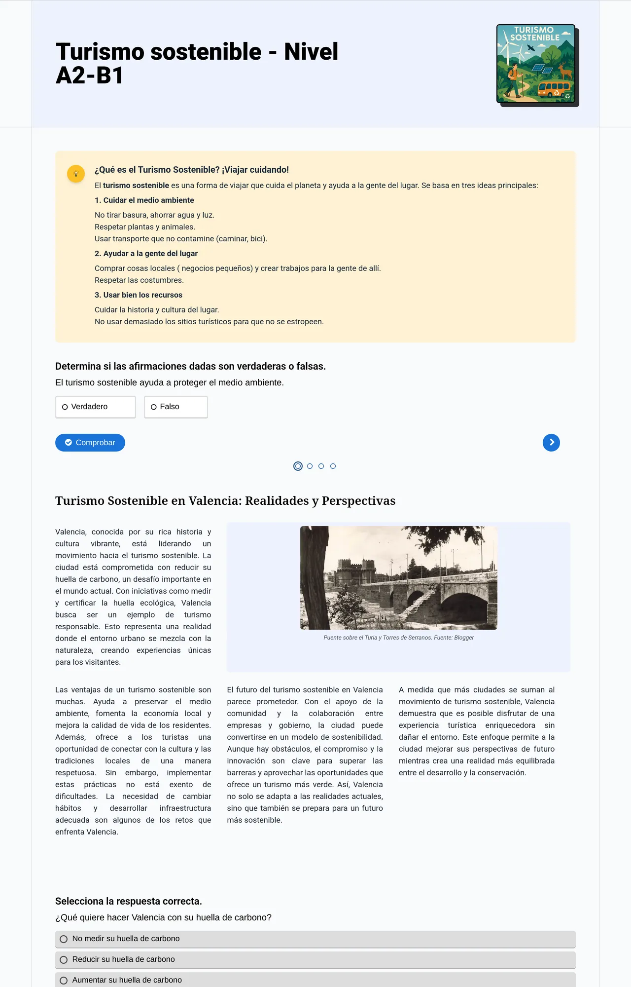 Turismo sostenible - Nivel A2-B1