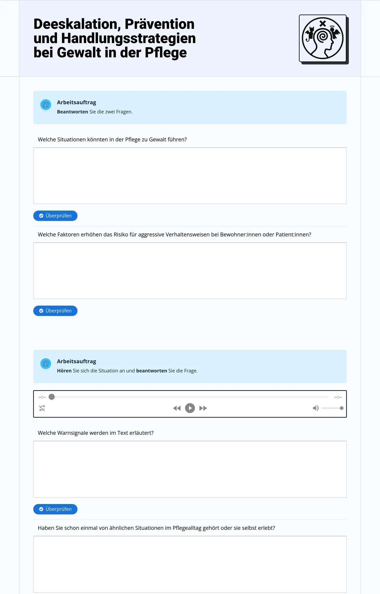 Deeskalation, Prävention und Handlungsstrategien bei Gewalt in der Pflege