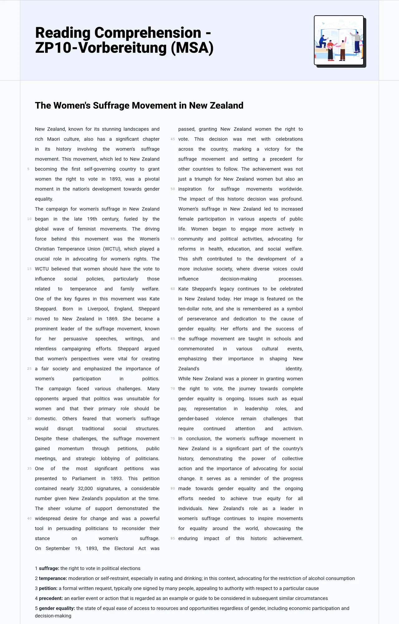 Reading Comprehension - ZP10-Vorbereitung (MSA)