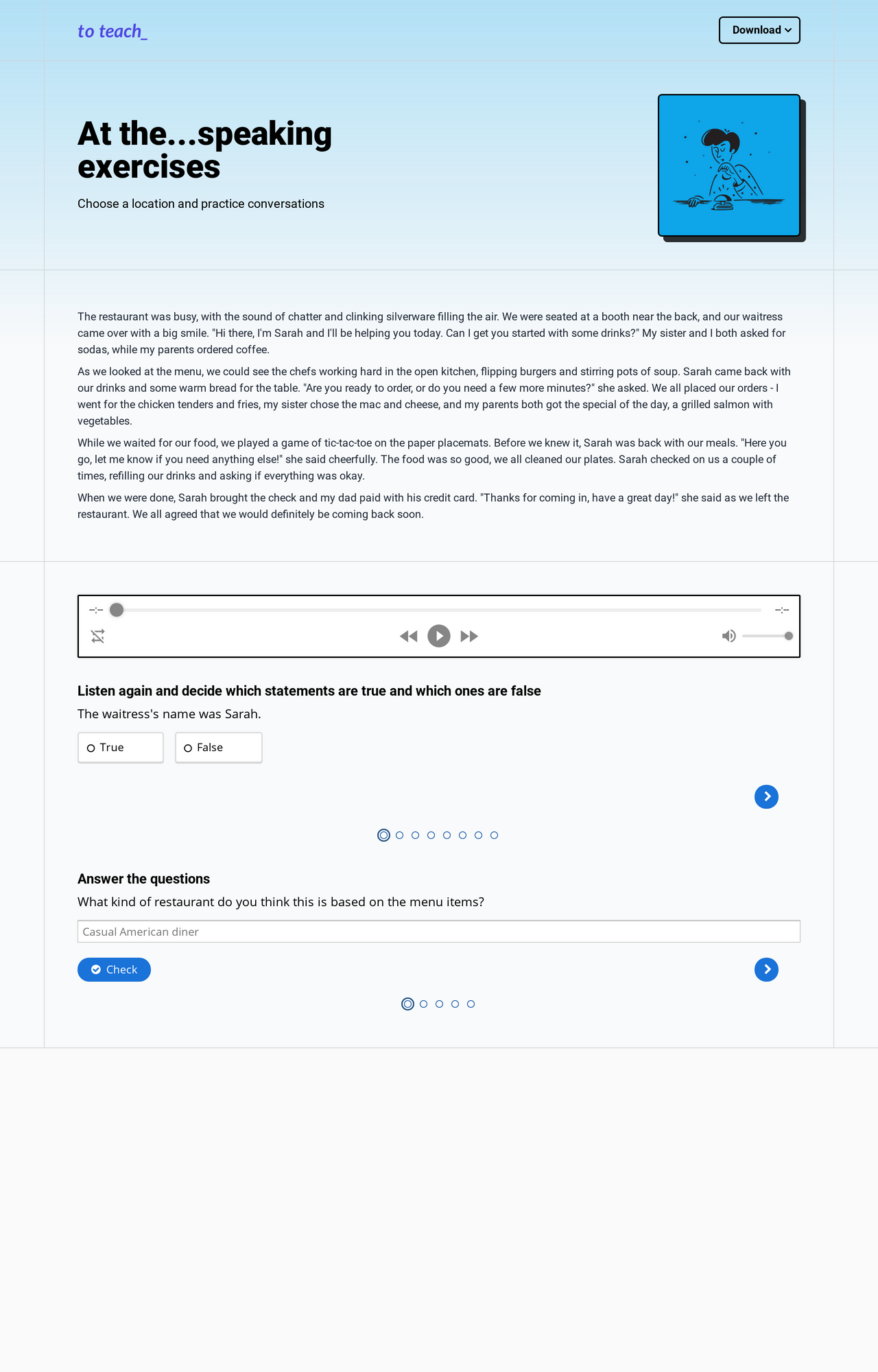 At the...speaking exercises