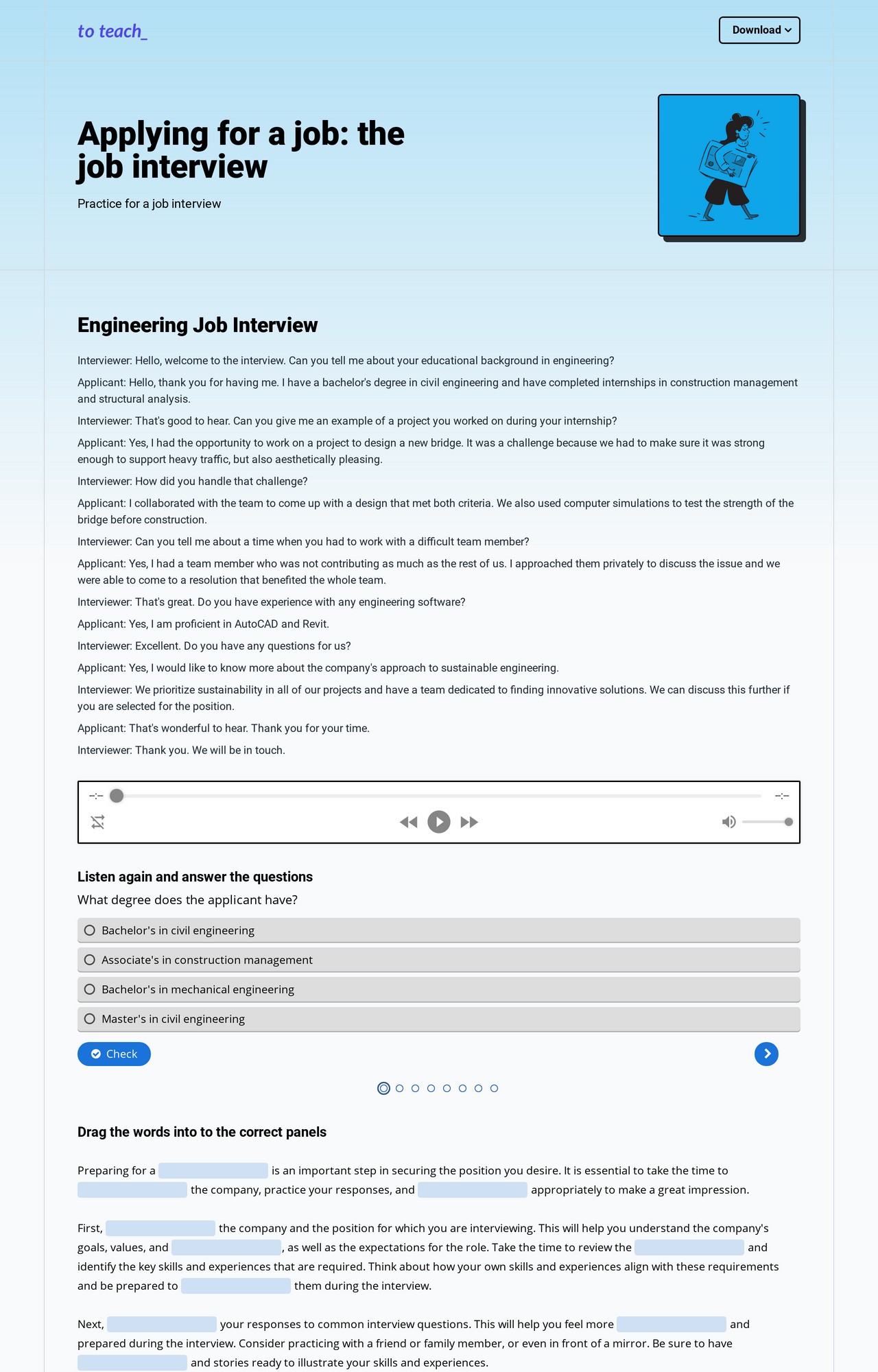 Applying for a job: the job interview