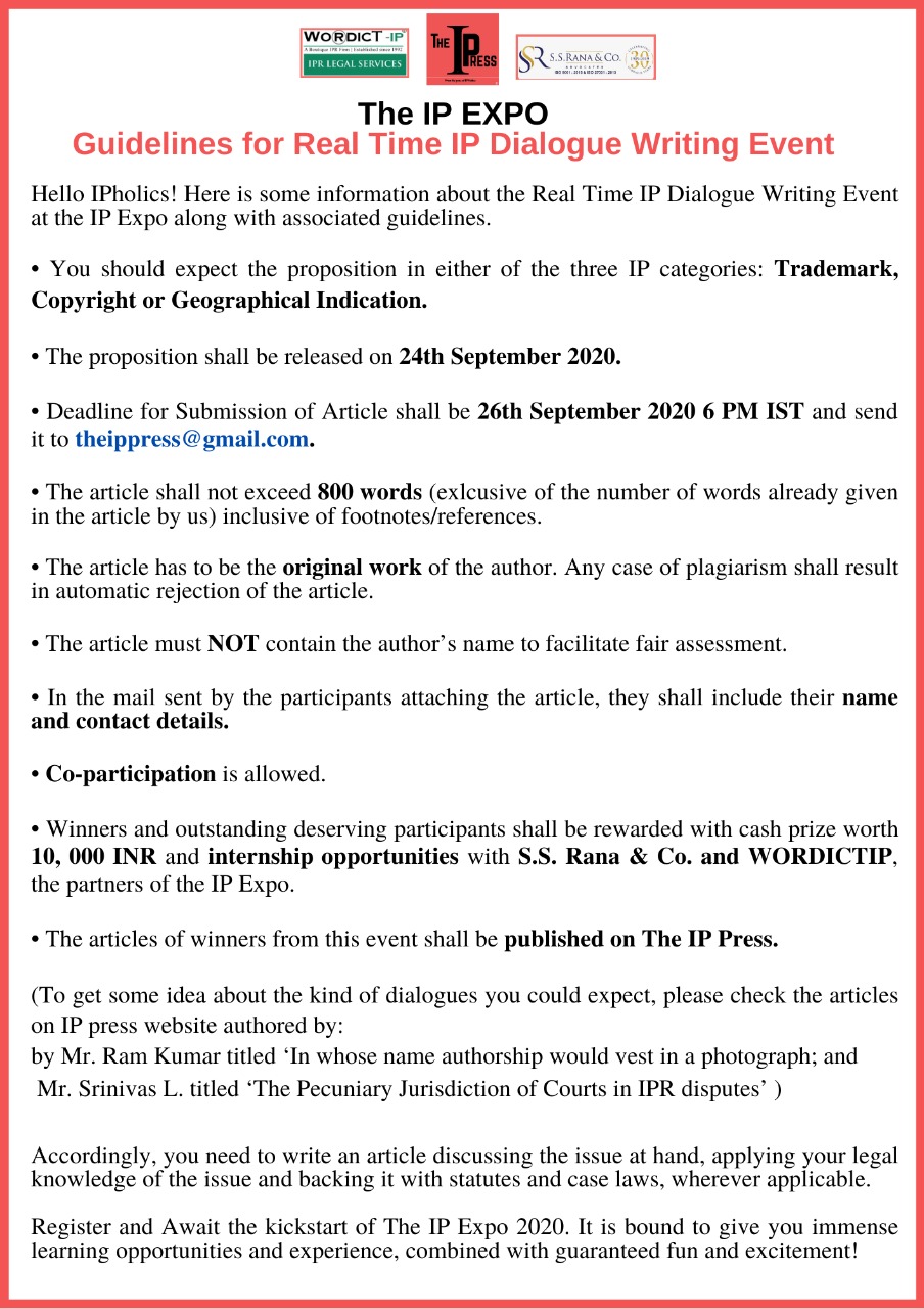 The IP EXPO- Guidelines for the IP dialogue writing competition – The ...