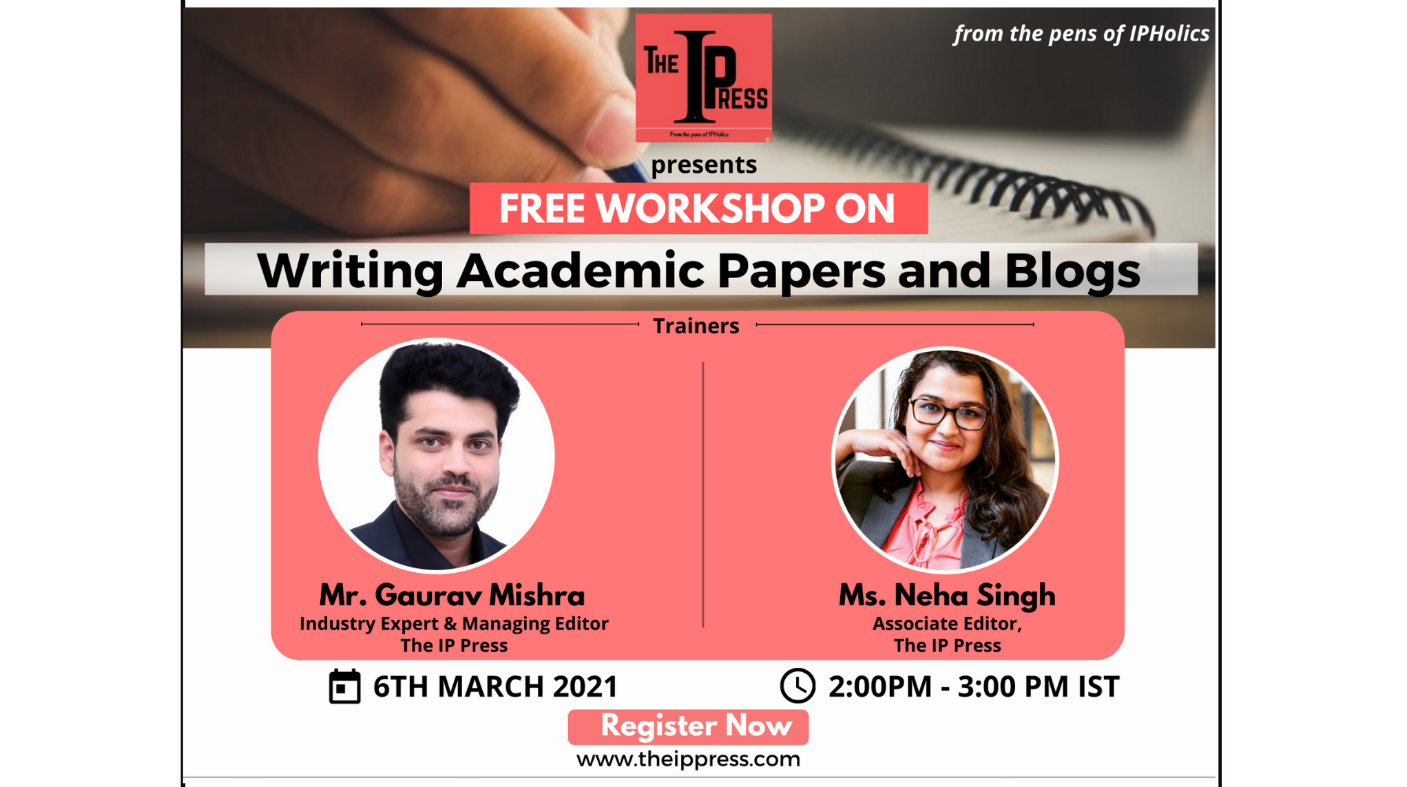 Free Workshop on Writing Academic Paper and Blog – The IP Press