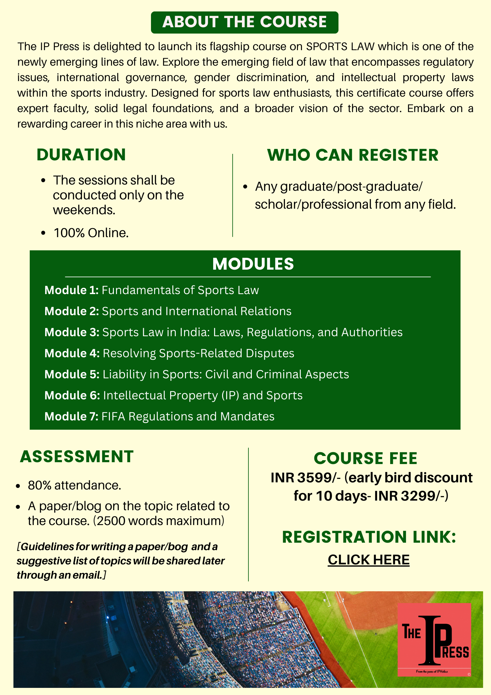Certificate course on Sports Law (23rd December 2023 to 20th January ...