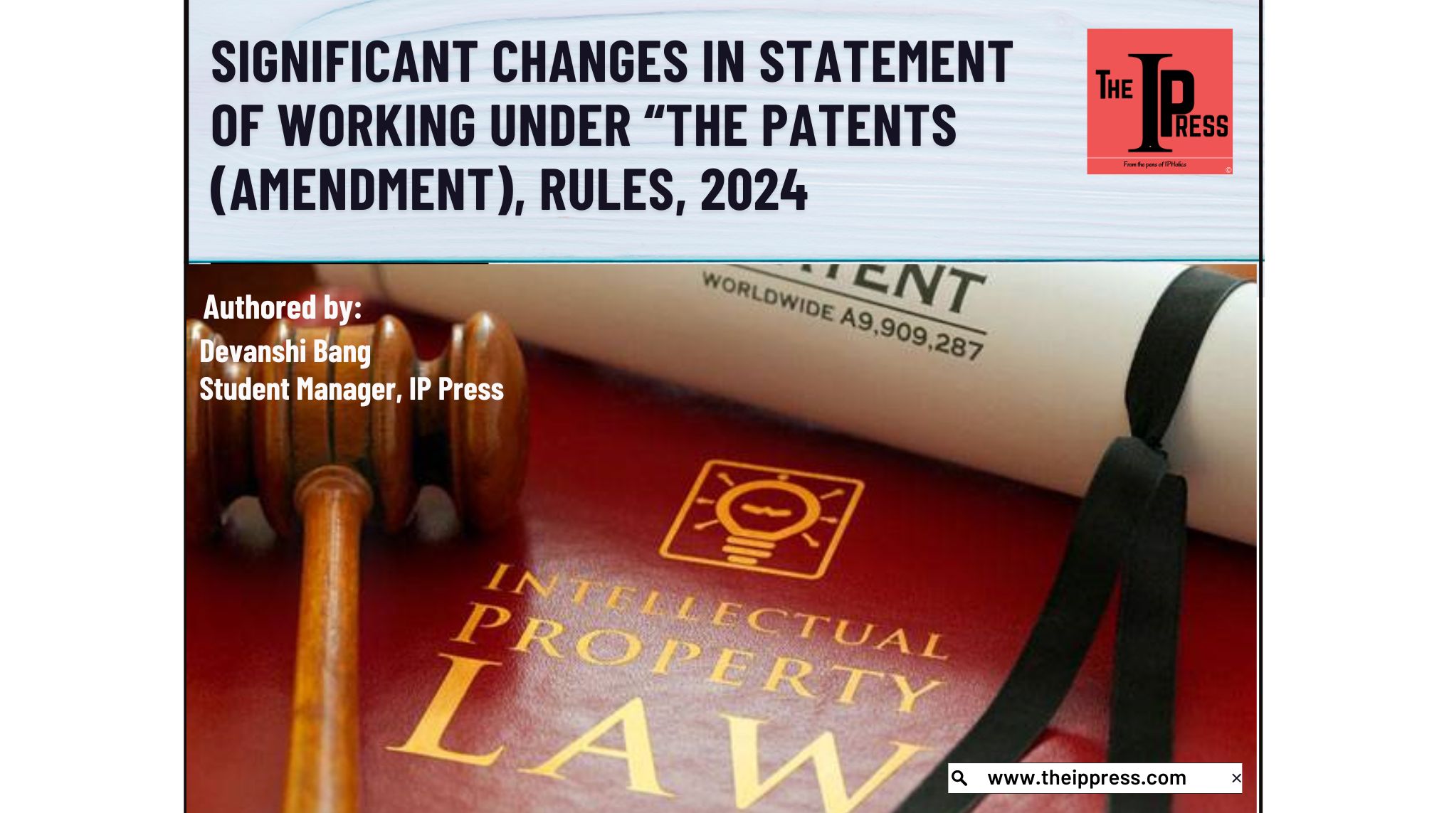Significant changes in Statement of Working under “The Patents ...
