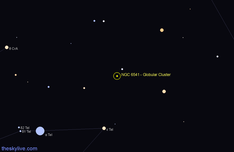 NGC 6541 - Globular Cluster in Corona Australis | TheSkyLive.com