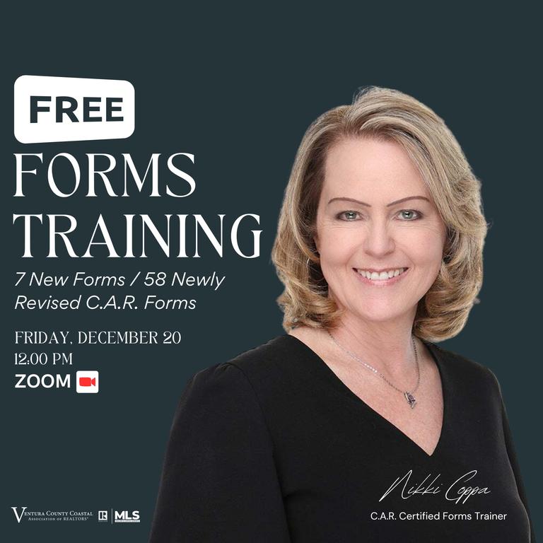 7 New Forms / 58 Newly Revised C.A.R. Forms with Nikki Coppa (ZOOM)