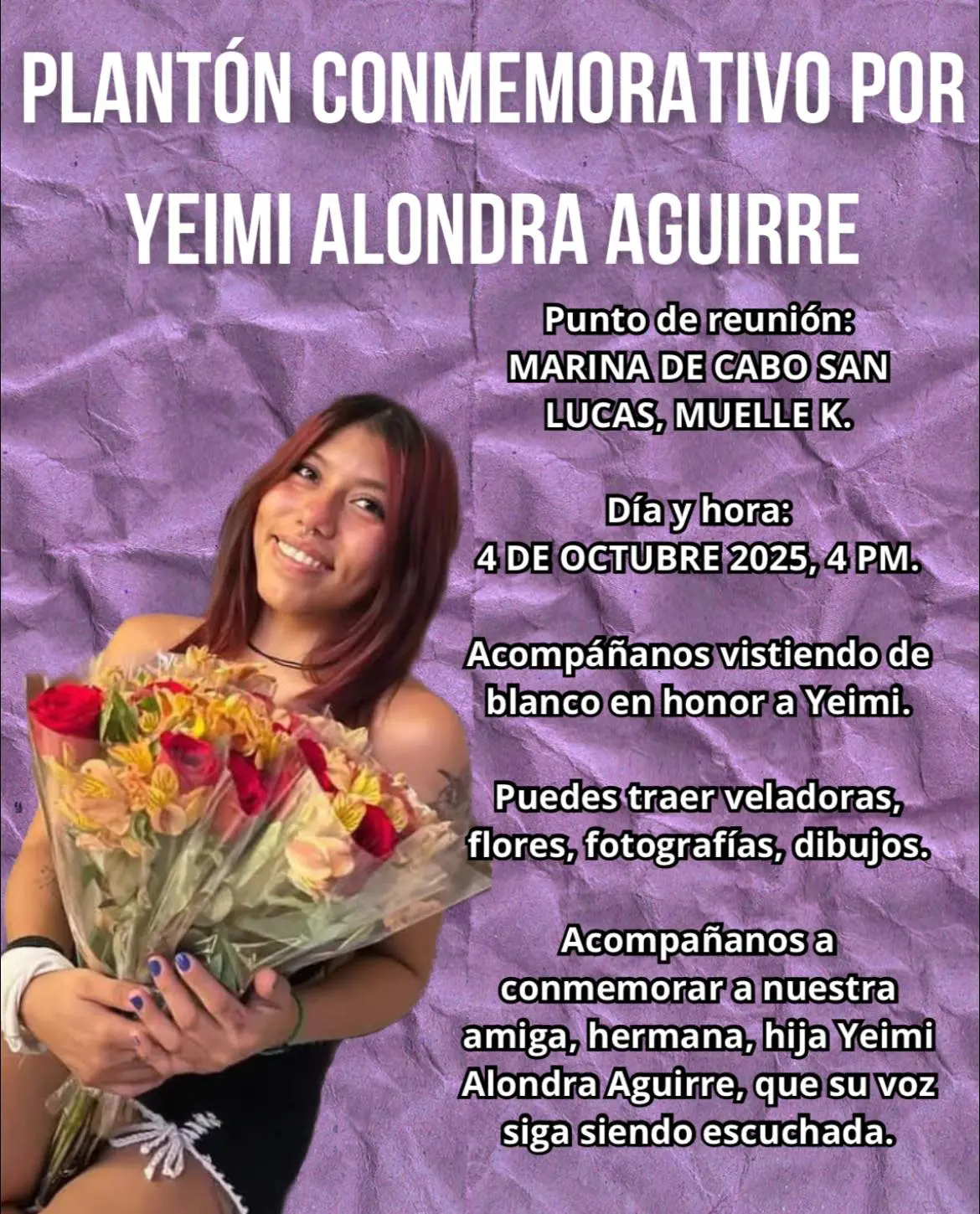 feminicidio de Yeimi Alondra en Cabo San Lucas y planton