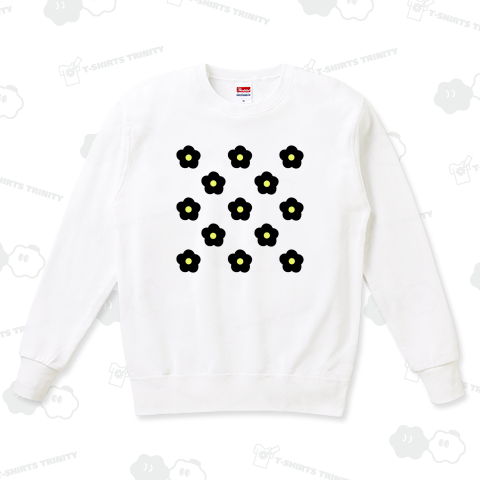 デイジー柄_黒花(カジュアルスウェット)|デザインTシャツ通販 デイジー柄_黒花(カジュアルスウェット)|デザインTシャツ通販