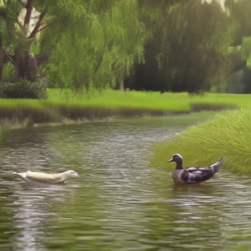 Answers to: man chasing a ducks.