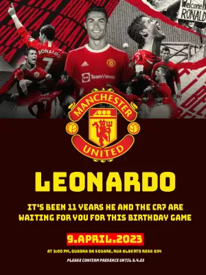 Make online invitation digital invitation Birthday Manchester United CR7