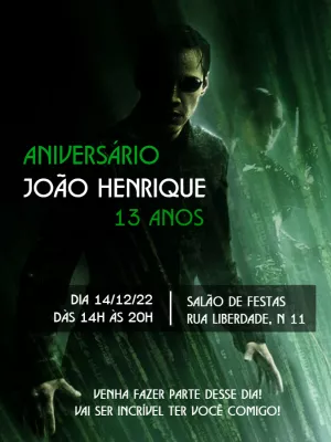 Convite de aniversário Matrix - Edite grátis com nosso editor online