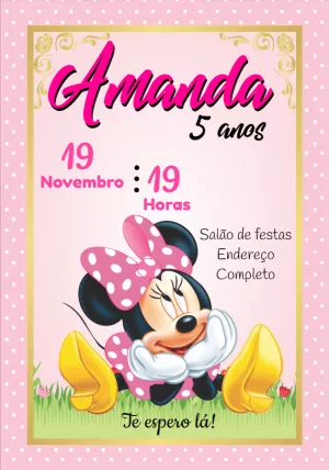 Convite Minnie - Edite grátis com nosso editor online