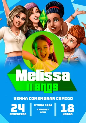 Convite Aniversário The Sims com Foto - Edite grátis com nosso editor ...
