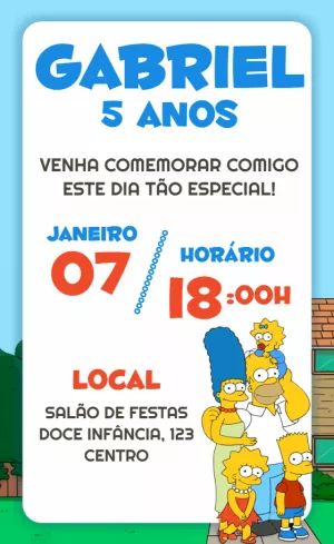 Fazer convite online Homer Simpsons - Edite grátis com nosso editor online