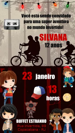 Convite Aniversário Stranger things - Edite grátis com nosso editor online