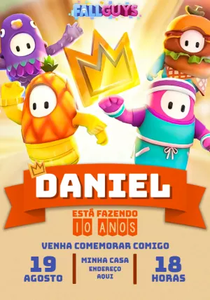 Fall Guys birthday invitation - An amazing online editor for you to ...