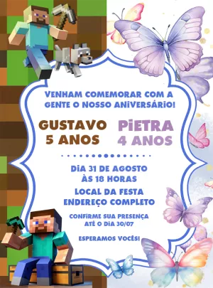 Pink Minecraft Birthday Invitation - An amazing online editor for you ...