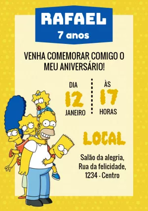 Convite aniversário Simpsons - Edite grátis com nosso editor online