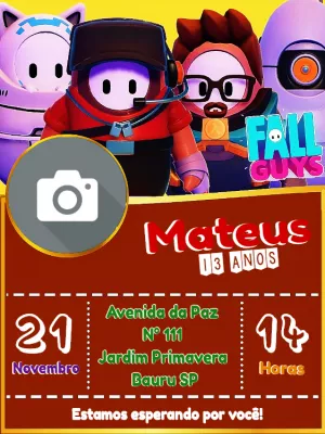 Make digital invitation Fall Guys birthday - An amazing online editor ...