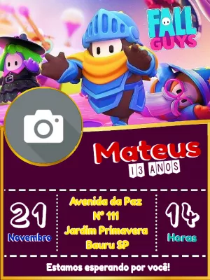 Make digital invitation Fall Guys birthday - An amazing online editor ...