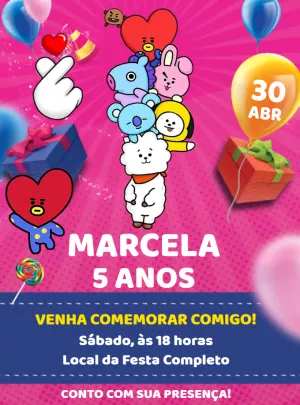 BT21 Birthday Invitation - An amazing online editor for you to edit ...