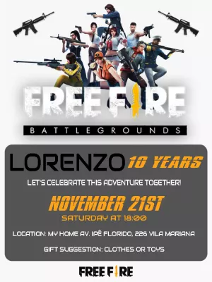 Haz una invitación online invitación digital FREE FIRE INVITATION