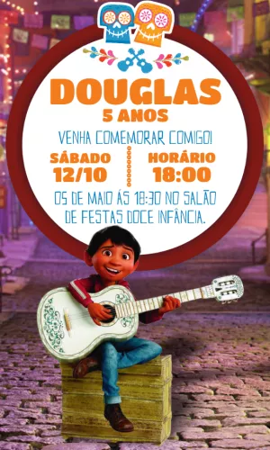 Convite Aniversário Viva A Vida é uma festa Coco - Edite grátis com ...