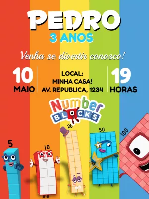 Free - Make digital invitation template to edit Numberblocks, number ...